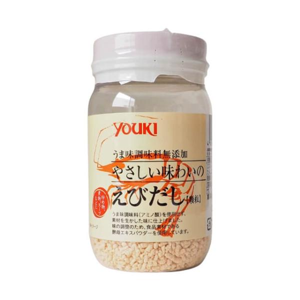 うま味調味料（アミノ酸）を使用せず、素材を生かした味に仕上げました。味の調整のため、食品素材である酵母エキスパウダーを使用しています。えび独特の芳醇な旨みと香りを楽しめる、素材の味が引き立つ優しい味わいの顆粒だしです。炒め物、蒸し物、煮物、...