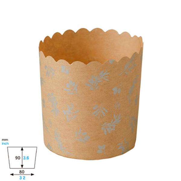 焼型不要。イタリア伝統菓子のパネトーネにぴったりの大型ベーキングカッップです。焼成することで、シルバーの柄が鮮明になります。