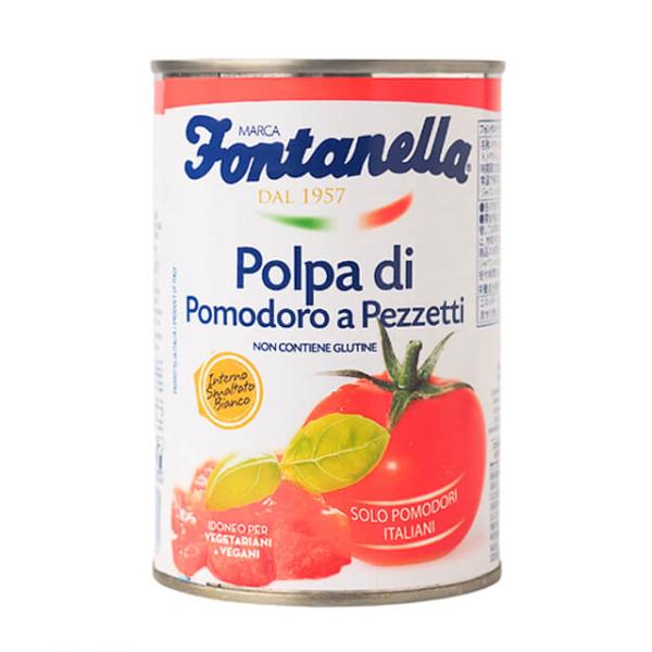 丸型のトマトを使用し、調理後もトマトの新鮮な香りが十分に楽しめるよう、大きめのダイスカットにしています。ブルスケッタやパスタソース、ピッツァにお使い下さい。