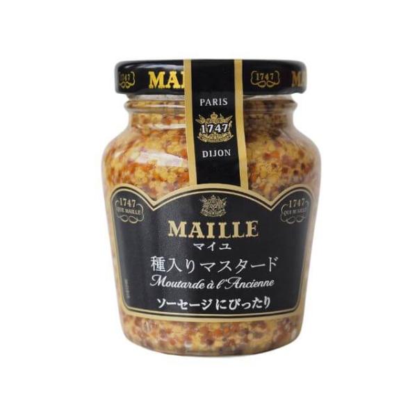 マスタードの種をビネガーだけではなく白ワインに漬け込んで作った、ワインの香り高い、風味豊かなマスタードです。見た目にも美しい大粒の種をそのまま残しているため、独特のプチッとした食感を楽しめます。