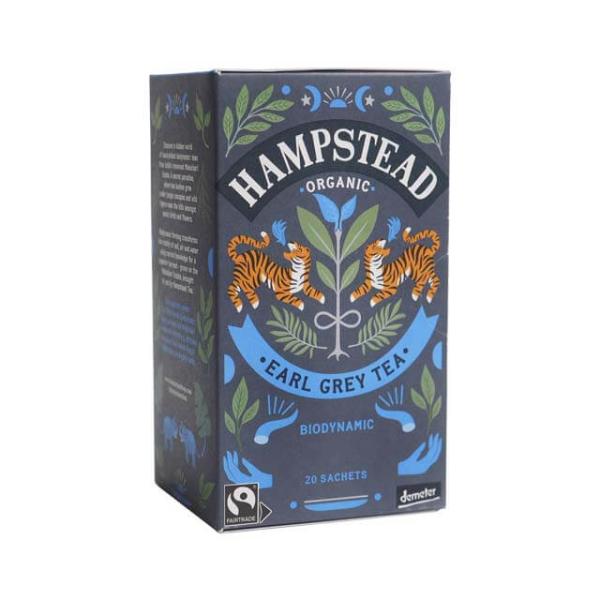 Hampstead Teaブランドはインド・ダージリン地方のマカイバリ農園をはじめとするエステートに徹底してこだわった有機紅茶です。ダージリンにベルガモット香料を加えた上品な香りのこだわりの紅茶をご賞味ください。抽出時間：2分