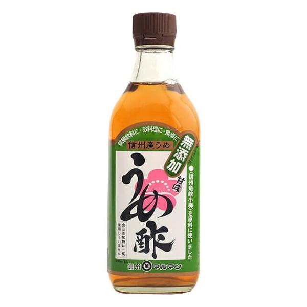 信州伊那谷は果実の里。その山里・阿智村地方に昔より秘伝として伝えられる「うめ酢」の手づくり製法を取り入れて、マルマン工場が衛生的に長期間醸造したものです。信州竜峡小梅使用。食品添加物は一切使用していません。健康飲料やお料理にご使用いただけます。