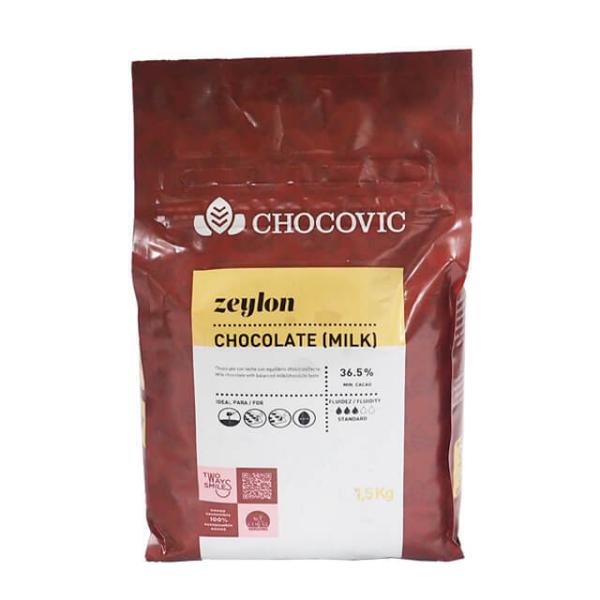 キレのある後味が特徴のミルクチョコレート。とても食べやすく合わせる素材を選びません。ガナッシュ、ムースなど、あらゆる用途に使用できます。ひと粒のサイズ：直径10〜11mm程度■種類：ミルクチョコレート■原産国：スペイン■カカオ分：36.5%...