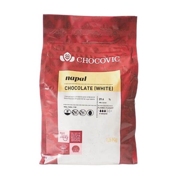 さっぱりとした後味が特徴のホワイトチョコレート。ガナッシュ、ムース、焼き菓子など、あらゆる用途に使用できます。ひと粒のサイズ：直径10〜11mm程度