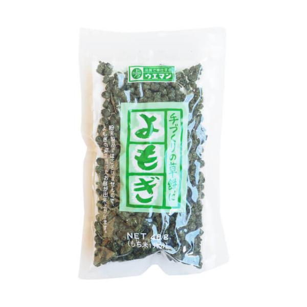 本品よもぎ1袋で、もち米1升分（1.4kg）のよもぎがたっぷり入ったもちが出来上がります。また粉末製品とは異なり、よもぎの姿が残った餅生地になります。【原材料】乾燥よもぎ （中国産）※在庫切れの場合はお届けまでにお時間をいただくことがあります。