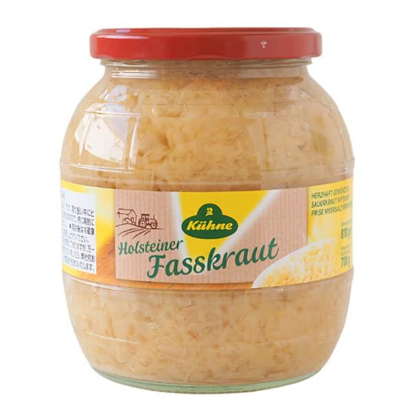 他のザワークラウトに比べ、酸味を抑えています。 煮込んでもサクサクッとした歯ざわりを保ち、程よいスパイスの風味を楽しむことができます。