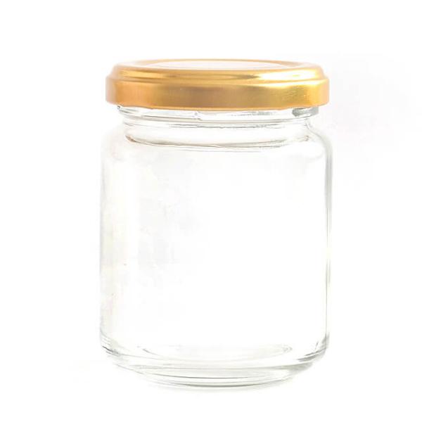日本製のジャム瓶。蓋はシンプルなデザインのツイストキャップ。作ったジャムを入れるのにも、プレゼントするにもちょうどよいサイズの瓶です。