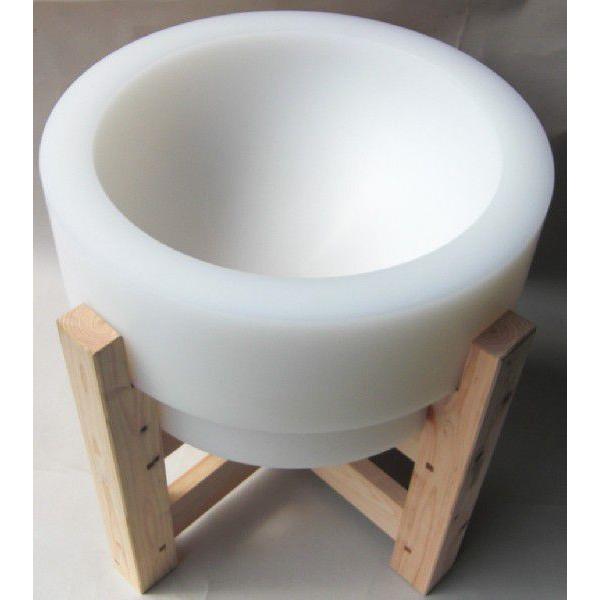 【寸法等】寸法 約φ500×約H250mm【備考】臼内径　寸法 約φ400×約H180mm　台にセットした高さ約550mm　重量プラスッチク臼本体　約27ｋｇ
