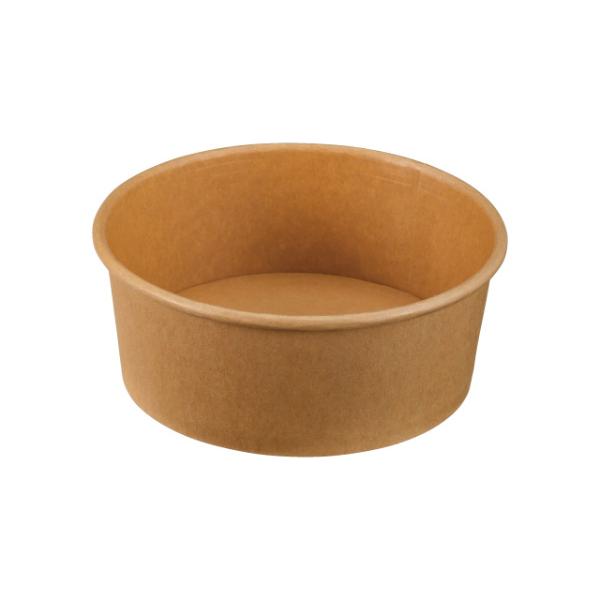 ナチュラルな風合いが特徴の環境に優しいクラフト紙容器です。シンプルなデザインなので幅広いメニューにご使用いただけます。内面にはPEコーティングを施しています。レンジ対応不可。容量約750cc。※蓋は別売り。開閉時の汁漏れにご注意下さい。未晒...