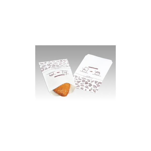 ミシン目入りで開封が簡単。食品を袋から出さず手を汚さずに食べられます。フライドチキン、フランクフルト、アメリカンドッグ、コロッケ、串かつ、焼いもなどに。耐油耐水紙で油ものに対応。ホットスナック袋開封のためのミシン目を入れていますので、簡単に...