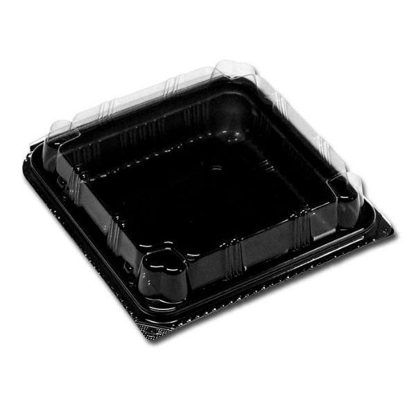 スッキリとしたスクエアタイプの嵌合フードパック容器。容量目安：サンドイッチを2等分したものが3つ入ります。