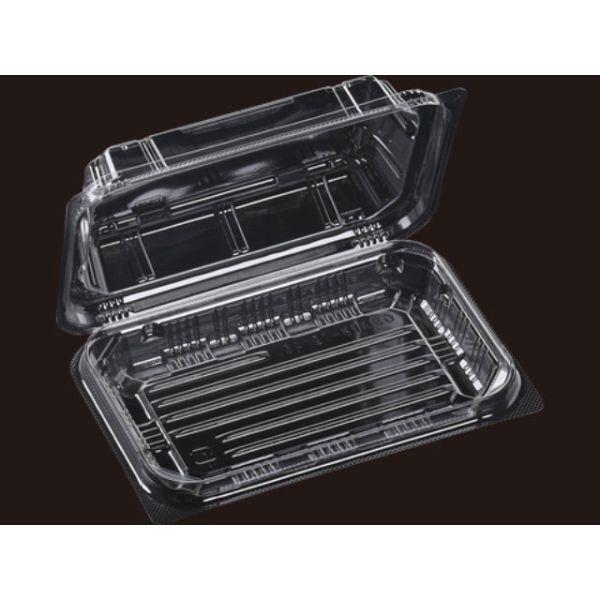 耐油・耐酸にすぐれた嵌合折り蓋式容器。開けやすく閉めやすい嵌合性。透明性が高く見栄え抜群。※サイズ表記は、蓋を閉じたときの外寸です。高さは、本体＋蓋の合計になります。