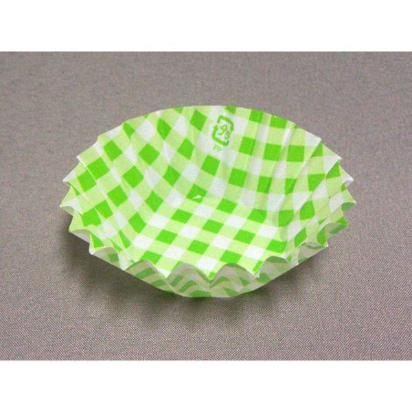 保形成に優れた、色・サイズのバリエーションが豊富なカップケース。印刷面を両面から同質の材料でラミネートを施し、インキが食材に接触しない為安心・安全。耐熱性にも優れ、電子レンジ対応。耐熱温度：-50℃〜130℃。1本500枚入。