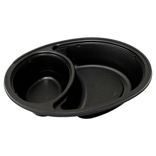 カレー容器。本体はPP/F製、耐熱温度は130℃。電子レンジで温めの際は、蓋を外してご利用下さい。※植物由来原料一部使用。 。240×200×44mm