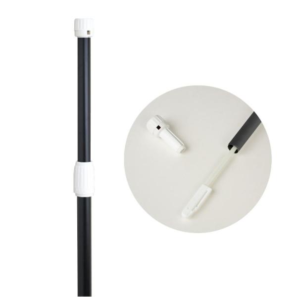 最大3mまで伸縮可能です！汚れが目立ちにくい黒色。※焼却しても有毒ガスが発生しない樹脂を使用しています。 。[本体]L1600〜3000mm、[上部パイプ]直径19mm、[下部パイプ]直径22mm、［下キャップ]直径24mm