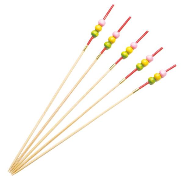 だんご型の飾りがかわいらしい、料理用飾り串。おせちや会席などのお祝い料理を華やかに演出。お料理をいただく愉しみに彩を添えてみてはいかがでしょうか。 。長さ120mm