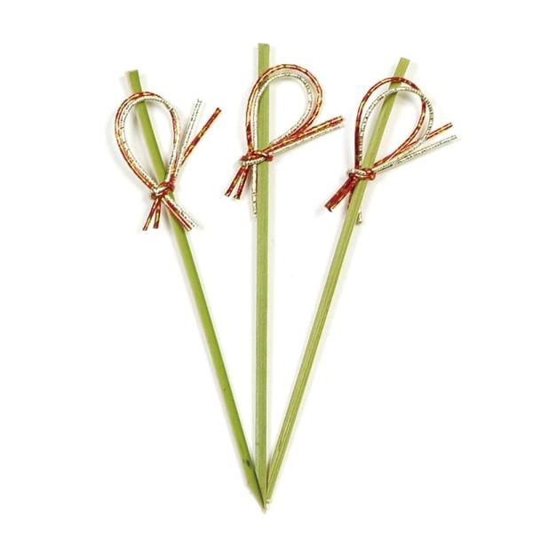 おせちや会席などのお祝い料理を彩る祝串やおだんごなどを飾る珍味串におすすめ。お料理をいただく愉しみに彩を添えて。 。長さ90mm