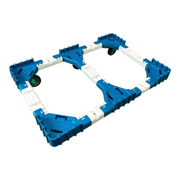 本体がオール樹脂製のため軽量で持ち運びが容易です。ボルトレス機構を採用し、工具不要で組立も簡単です。均等耐荷重：150kg。 。[枠内寸法(mm)]長さ65.4×幅44.4cm、[キャスター]径7.5cm