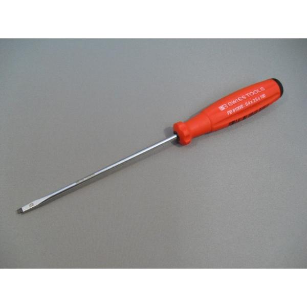 ◆刃先は隅取り加工が施してあり、ネジの頭からはみ出さないようになっています。特に皿ネジを扱う場合、ネジ穴まわりに引っかき傷が生じたり、すべってドライバーが押し出されたりしません。適合ネジM1.6刃先厚0.4mm刃先幅2.5mm軸径3mm軸長...