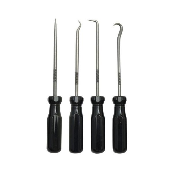 ◆ストレートピック、コンビネーションピック、90度ピック、フックの4本セット◆電装系整備、Oリング外し、パーツ引き上げ、ケガキ作業など細かな作業に便利◆硬質ハイカーボンスチール使用◆シャフト部は持ちやすい滑り止め加工がされ、細かな作業時にも...