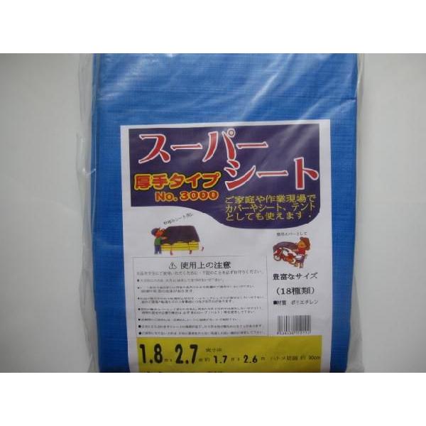 ご家庭や作業現場でカバーやシート、又テントとして使えます。キャンプ、つり、海水浴などあらゆるアウトドアーの必需品です。ブルーシートは＃３０００の厚さがあり、とっても丈夫！サイズ　３．６ｍｘ３．６ｍ（実寸３．５ｘ３．５）ハトメ間隔　約９０セン...