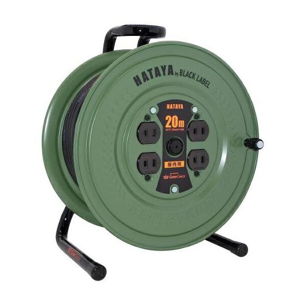 屋内用コードリール。温度センサー付きで異常時にストップ！防塵シャッター付き。●寸法／幅２７５×奥行１８１×高さ３２４ｍｍ●カラー／ミリタリーグリーン●質量／5.8kg●材質／円盤：鉄板製●仕様／電線：ＶＣＴ1.25MM2×２心、コンセント定...