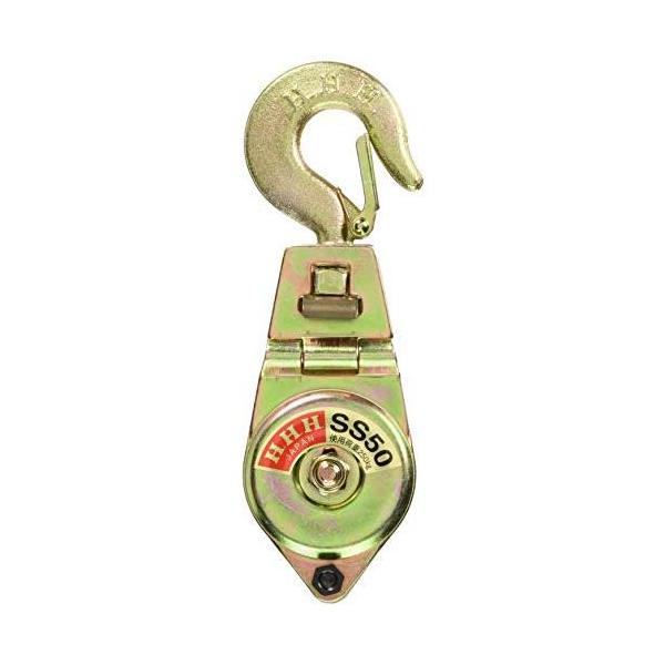 【特徴】●ロープの脱着がワンタッチで可能です。●フック型なので使い勝手に優れます。【仕様】●シーブ径：50mm●安全荷重：250kg●使用ロープ径：5〜8mm