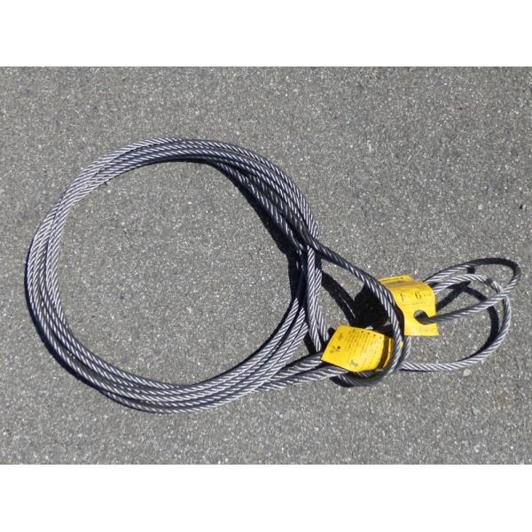 玉掛けワイヤーロープ JIS規格 φ9mmｘ2m 1本玉掛け作業の必需品クレーンスリング玉掛索はクレーンを使い荷を吊り上げ又は移動に使用します。ワイヤーロープの両端にアイスプライス加工を施し、荷物を吊り上げます。一般にはスリングロープ、スリ...
