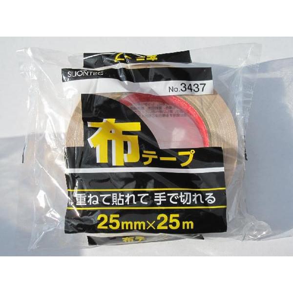 ※3個まで1個口発送いたします。スリオンテックの布テープNO3437　日本製２５ミリ幅ｘ２５ｍ重ねて貼れて、手で切れるその上粘着力も強い！材質　基材：ポリエチレン、合繊布　　粘着剤：ゴム系粘着剤　使用上の注意●この製品はダンボールの封かん、...