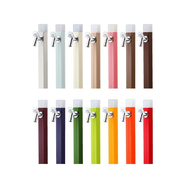 通水、水抜きはハンドルを90度回転させるだけ！口径、長さも各種、カラーも15色あります。（新色ブラックは別パージよりご覧ください）40mm角柱に合わせたオリジナル専用蛇口付本体・カランのみとなり、その他は付属しておりません※オプションカラー...