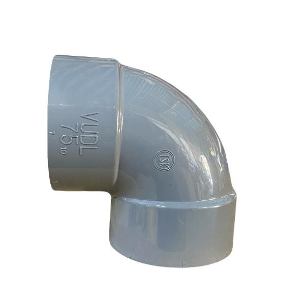 排水パイプの新設に、補修に！パイプをVU-L(エルボ）でつなげてお使い下さい。（又割れたパイプ部分を切ってエルボ90°でつなぎ、現存のパイプを曲げる事も出来ます。）必要に応じVU-S(ソケット）・VU-L（エルボ）・VU-T(チーズ）と使い...