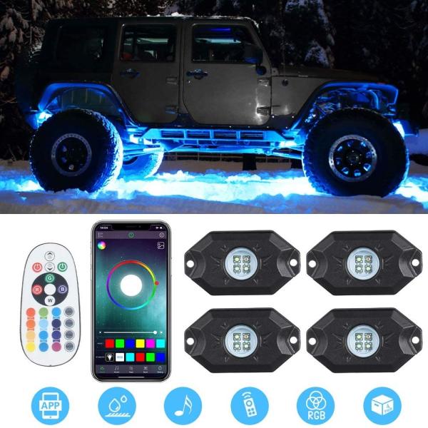 【CREEチップを搭載】省エネルギーLEDながら、ランプのLED数量1灯でなんと4個！CREE LEDはキューブ内に取り付けられており、あらゆる状況下で非常に明るいため、車両の周囲および周囲の夜間の視認性が向上します。【音楽LEDロックライ...