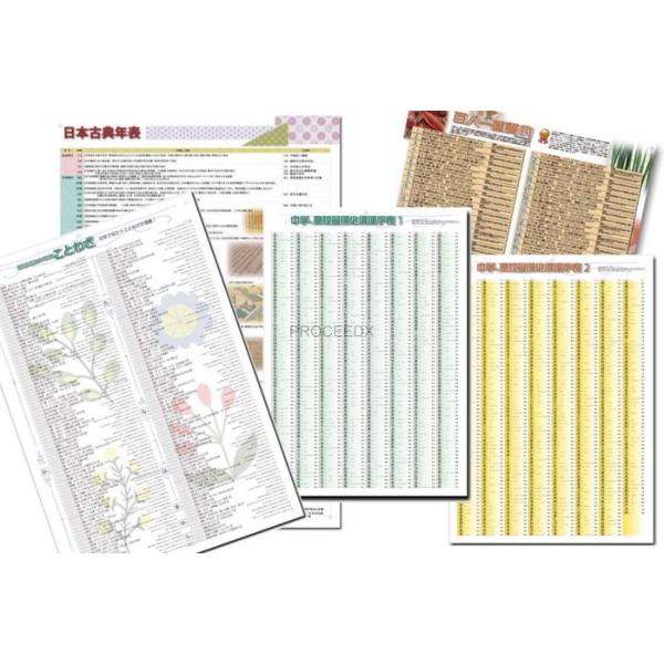 ふかん学習ができる学習ポスターの国語シリーズの5点はいったお得なセットです□　　A2サイズ　　　594×420　mm　中学、高校習得必須漢字表1 [pro-0255]百人一首ポスター [pro-0138]高校入試によくでる　ことわざ集 [p...