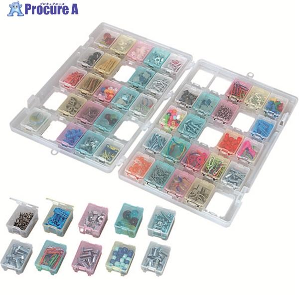 ●色：青・ピンク・黄・透明●外形寸法(mm)間口：225●外形寸法(mm)奥行：340●外形寸法(mm)高さ：49●付属ケース：深型×25個（透明10個、青、ピンク、黄色各5個）、浅型×25個（透明10個、青、ピンク、黄色各5個）