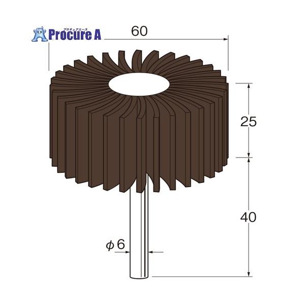 【送料都度見積】●粒度(#)：60●外径(mm)：60●幅(mm)：25●軸径(mm)：6●軸長(mm)：40●最高使用回転数(rpm)：18000