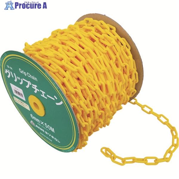 ●色：イエロー●径(mm)：6●長さ(m)：50●内幅W(mm)：8●内長P(mm)：26●線径d(mm)：6●チェーン径(mm)：6●全長(mm)：5000●全長(m)：50