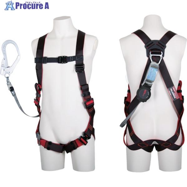 ●サイズ：M●色：黒・赤●ベルト幅(mm)：45●最大使用可能質量(kg)：100●胸ベルト幅(mm)：30●腿バックル：ワンタッチ●ランヤード長さ(mm)：1600●ランヤード幅(mm)：15●フック口開き(mm)：50
