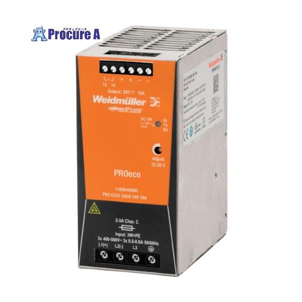 【送料都度見積】●入力電圧範囲(V)：3相 AC320〜575●定格出力電力(W)：240●最大出力(A)：10●幅(mm)：60●奥行(mm)：100●高さ(mm)：125●定格出力電圧(V)：DC24●保護等級：IP20●使用可能温度範...