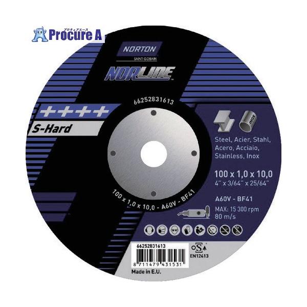 ●外径(mm)：100●刃厚(mm)：1.0●穴径(mm)：10●砥材：A●粒度(#)：60●硬度：V●最高使用回転数(rpm)：15300●最大使用周速度(min［［の−１乗］］)：80