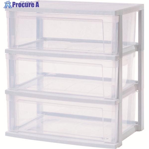 ●引出し数：3●色：ホワイト／クリア●間口(mm)：530●奥行(mm)：380●高さ(mm)：590●引出し内寸(mm)間口：525●引出し内寸(mm)奥行：352●引出し内寸(mm)高さ：163●引出し耐荷重(kg)：4●キャスター：なし