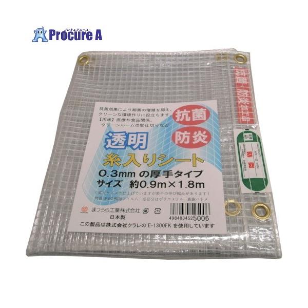 【送料都度見積】●色：透明（糸部分：白）●防炎性能試験番号：F-20100●幅(mm)：約900●長さ(mm)：約1800●本体フィルム厚み(mm)：0.3●目合い(mm)：約10●本体フィルム1平米重量(g)：409●ハトメ仕様：ハトメ外...