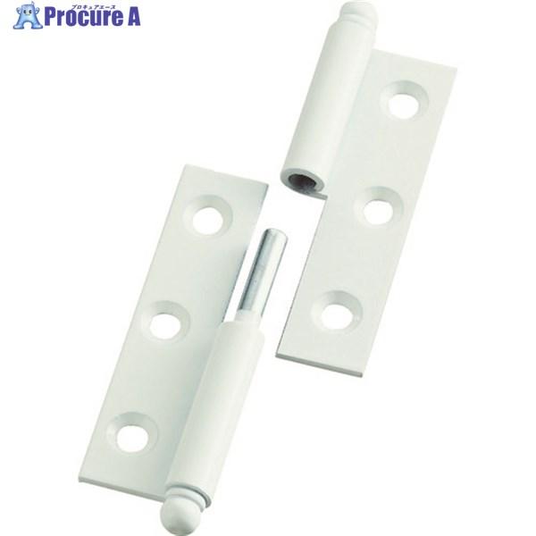 ●全長(mm)：50.5●幅(mm)：31●厚さ(mm)：1.3●ねじ穴数：6●穴径(mm)：4.0●D2(mm)：6.4●耐荷重(kg)2個使用時：3●開き角度(°)：270●表面処理：ホワイト塗装仕上げ●取付方法：木ねじ(付属)