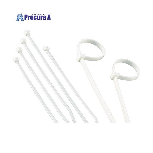 ●色：白●幅(mm)：2.5●長さ(mm)：99●厚さ(mm)：1.1●最大結束径(mm)：22●引張強度(N)：80●一度締めると切断しない限り外す事はできません。