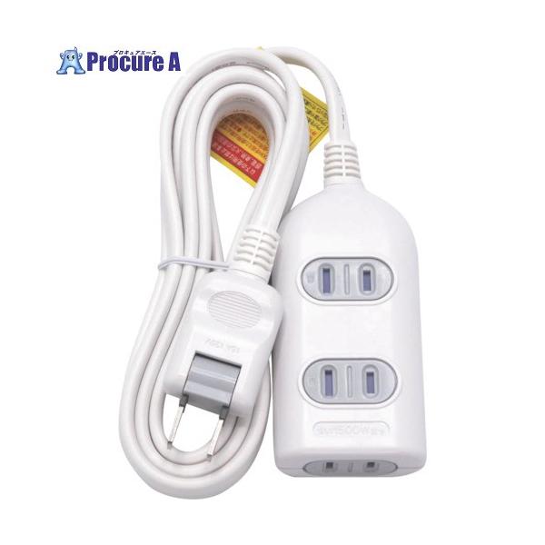 【送料都度見積】●コンセント数：3●色：ホワイト●幅(mm)：43●奥行(mm)：110●高さ(mm)：23●定格電圧(V)：125●定格電流(A)：15●定格容量(W)：1500●プラグ形状：ムービー●コンセント形状：2P●ケーブル長(m)：2