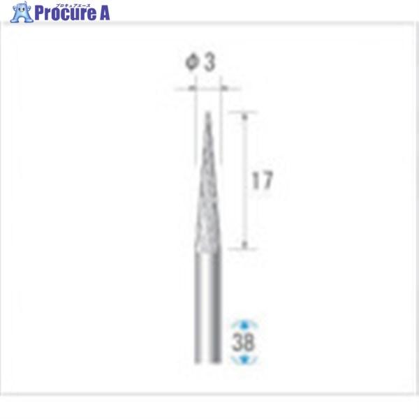 ●形状：テーパー(アロイカット)●刃径(mm)：3●刃長(mm)：16●軸径(mm)：3●全長(mm)：38●最高使用回転数(rpm)：60000●オール超硬/ロー付：オール超硬