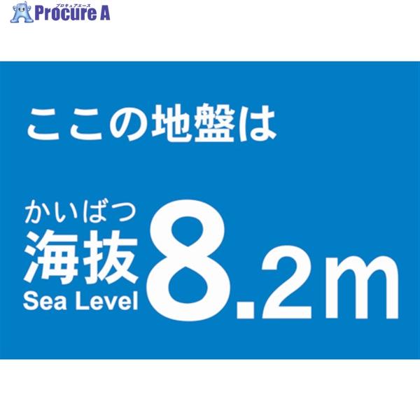 【代引決済不可】  ●表示内容：ここの地盤は海抜8.2m●取付仕様：粘着シール●縦(mm)：120●横(mm)：170