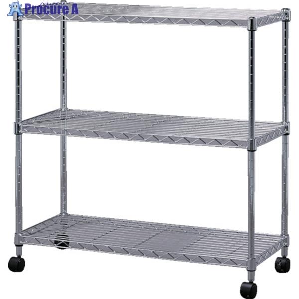 ●間口(mm)：800●奥行(mm)：350●高さ(mm)：830●有効間口(mm)：744●パイプ径(mm)：19●棚段数(段)：3●均等積載量(kg/段)：50●最大積載量(kg/台)：150(静止時)75(移動時)●棚板調整ピッチ(m...