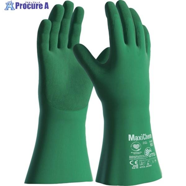 ●色：グリーン●サイズ：XL●全長(cm)：35.0●手のひら周り(cm)：24.4●中指長さ(cm)：9.0●厚さ(mm)：0.9●EN ISO 374-1:2016規格：Type A J.K.L.M.N.O●すべり止め：あり●EN388...