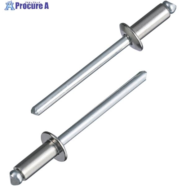 ●頭部形状：丸頭●リベット径(mm)：2.4●リベット長(mm)：9.6●フランジ径(mm)：4.7●かしめ板厚(mm)：3.2〜6.4●下穴径(mm)：2.5〜2.6●せん断強度(N)：1240●引張荷重(N)：1560●引張強度(N)：...