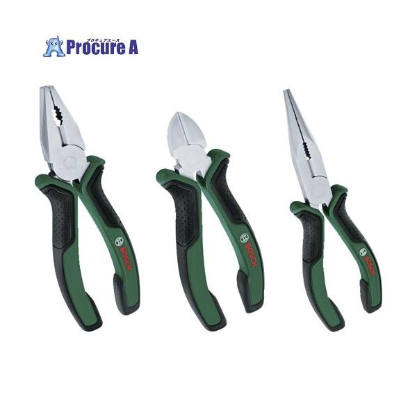 ●全長(mm)：(ペンチ)180、(ラジオペンチ)180、(ニッパー)160●切断能力(mm)硬線：1.6●セット内容(本)：3●色：グリーン